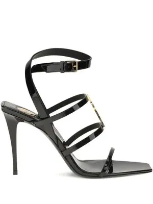 Saint Laurent Cassandra Patent Leather Strappy High Heel Sandals - Black