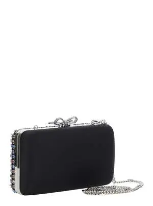 SELF-PORTRAIT Embellished Clutch With Bow Detail And Chain Strap - Multicolor