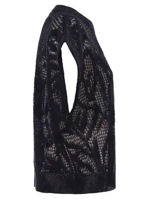Brunello Cucinelli Openwork Knit Top With Sequins