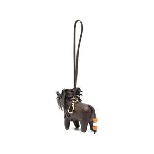 TOD'S Leather Keychain With Fringed Detail - Brown