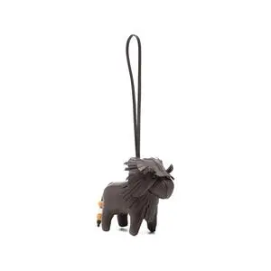 TOD'S Leather Keychain With Fringed Detail - Brown