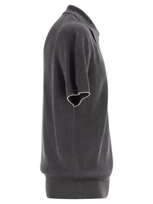 Brunello Cucinelli Cotton Rib Knit Polo Shirt