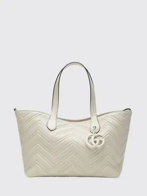 Gucci GUCCI Quilted Calf Leather Shoulder Bag Cream