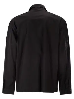 Stone Island Comfort Fit Overshirt With Press Studs - Black