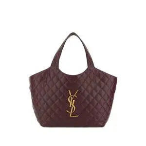 Saint Laurent Quilted Leather Tote Bag With Gold-tone Logo - Red