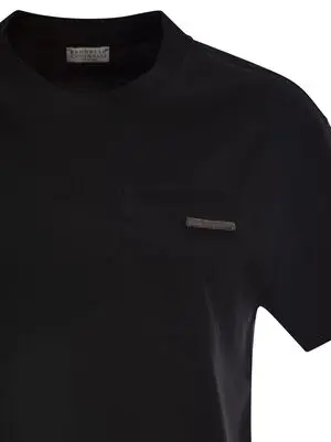 Brunello Cucinelli Cotton Jersey T-shirt With Embellished Pocket - Black