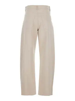 Max Mara Beige Denim Jeans With Belt Loops And Button-zip Closure - Multicolor