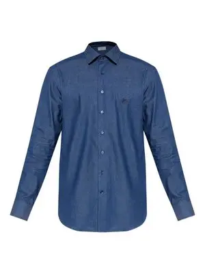 Etro Embroidered Logo Cotton Shirt - Blue