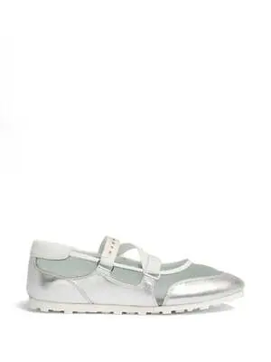 Marni Metallic Sneakers With Crossover Strap - Silver