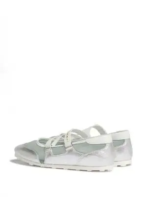 Marni Metallic Sneakers With Crossover Strap - Silver
