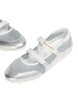 Marni Metallic Sneakers With Crossover Strap - Silver