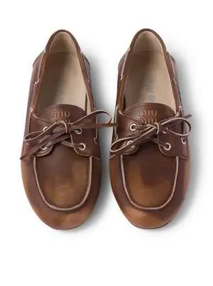 Miu Miu Decolored Leather Boat Loafers - Multicolor