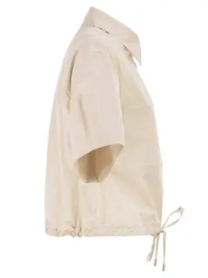 Peserico Cropped Stretch Cotton Shirt With Drawstring Hem