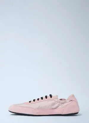 Prada Re-nylon And Suede Collapsible Sneakers - Pink