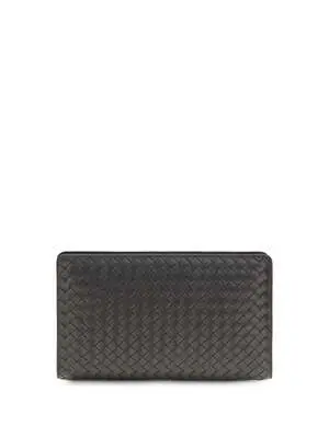 Bottega Veneta Agenda Clutch In Woven Nappa Leather - Brown