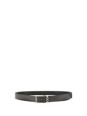 FERRAGAMO Reversible Grained Leather Belt With Gancini Buckle - Black