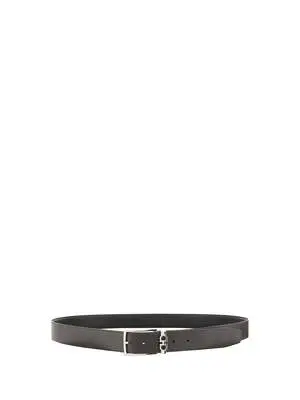 FERRAGAMO Reversible Grained Leather Belt With Gancini Buckle - Black