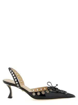 Mach & Mach Crystalized Corset Slingback Pumps - Black