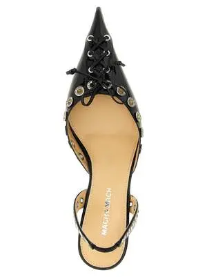 Mach & Mach Crystalized Corset Slingback Pumps