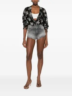 DIESEL® Denim Cotton Shorts With Frayed Hem And Distressed Effect - Multicolor