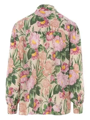 Chloé Maxi Gathered Lavallière Blouse In Crêpe De Chine - Multicolor