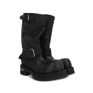 Balenciaga Leather Buckled Boots