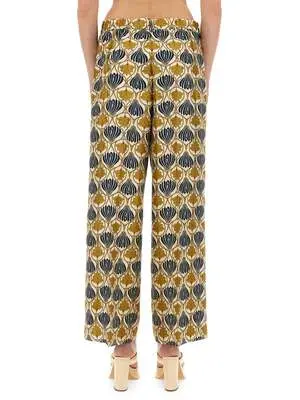 Max Mara Wide Straight Leg Silk Pants - Multicolor