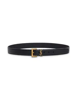 Saint Laurent Logo Buckle Leather Belt - Black
