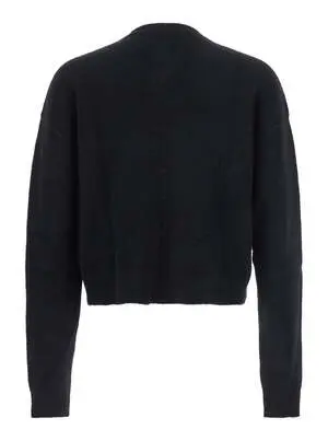 Rick Owens Wool Blend V-neck Cropped Sweater