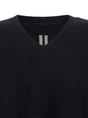 Rick Owens Wool Blend V-neck Cropped Sweater