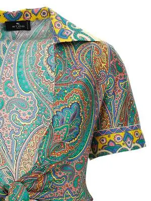 Etro Paisley Print Silk Shirt With Knot Detail