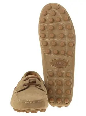 TOD'S Gommino Bubble Suede Boat Shoes - Cream