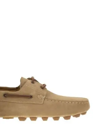 TOD'S Gommino Bubble Suede Boat Shoes - Cream