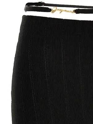 Jacquemus High-waisted Stretch Viscose Skirt With Logo Charm