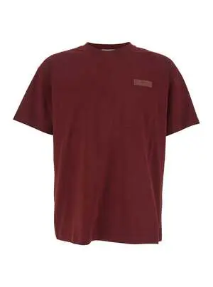Givenchy Bordeaux T-shirt With Logo Patch On Chest For - Multicolor