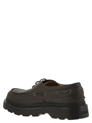 TOD'S Waxed Calfskin Leather Boat Loafers With Lug Sole