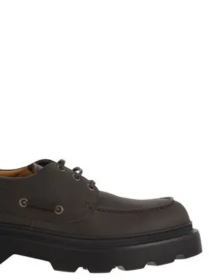 TOD'S Waxed Calfskin Leather Boat Loafers With Lug Sole