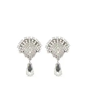 Alessandra Rich Tone Crystal Embellished Shell Drop Earrings - Silver