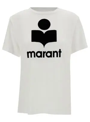 Isabel Marant Étoile ISABEL MARANT ETOILE Linen T-Shirt With Contrast Logo Multicolor