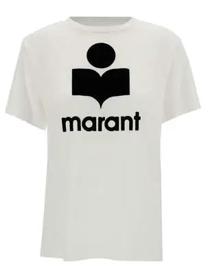 Isabel Marant Étoile Linen T-shirt With Contrast Logo - White