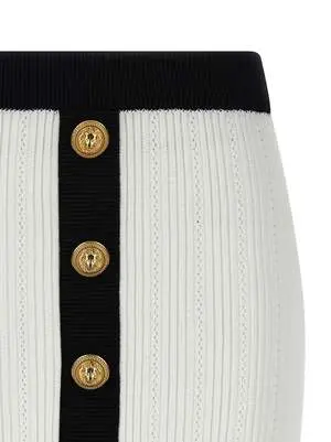 Balmain Two-tone Crocheted Mini Skirt With Button Detail
