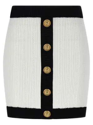 Balmain Two-tone Crocheted Mini Skirt With Button Detail - Multicolor