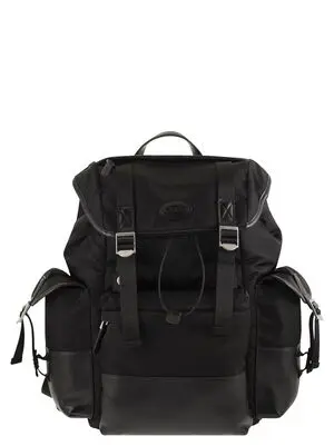 TOD'S Medium Fabric And Leather Backpack - Black