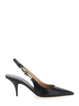 FERRAGAMO Tally Black Leather Slingback Pumps - Multicolor