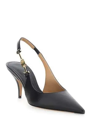 FERRAGAMO Tally Black Leather Slingback Pumps - Multicolor