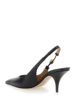 FERRAGAMO Tally Black Leather Slingback Pumps - Multicolor