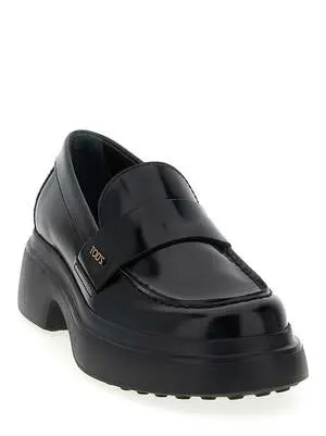 TOD'S Brushed Calf Leather Loafers With Embossed Logo And Rubber Sole