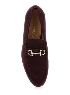 FERRAGAMO Suede Loafers With Gancini Plaque