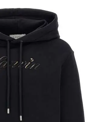 LANVIN Logo Embroidered Cotton Hoodie