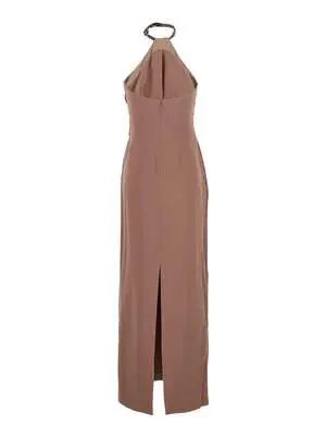 Solace London Riva Long Dress With Embellished Neckline - Multicolor